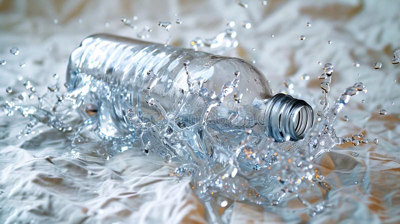 A Plastic Water Bottle is Splashing on a White Surface Stock Image ...
