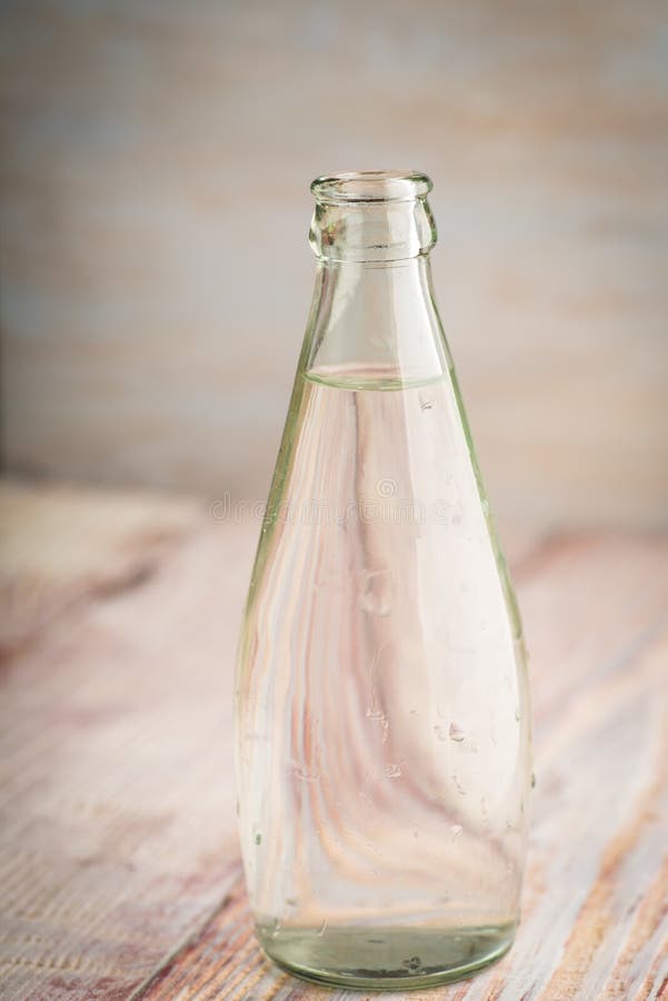 Glass Water Bottle on the Wooden Table Stock Image - Image of healthy ...