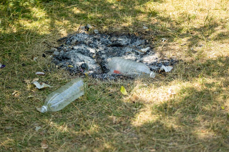 Plastic Water Bottles Thrown on the Grass Stock Image - Image of ...