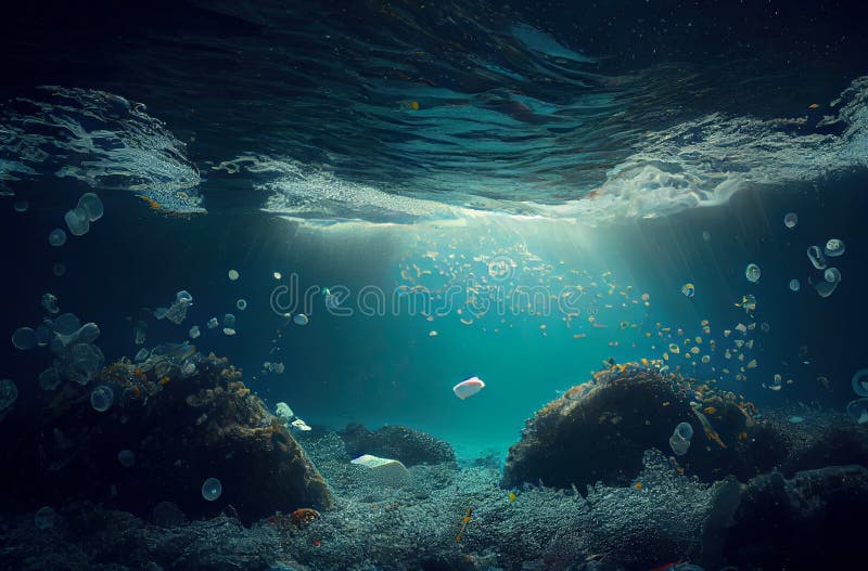 Plastic in Water, Ecological Concept Stock Illustration - Illustration ...