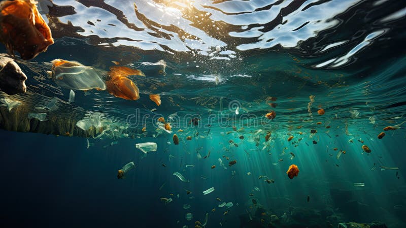Plastic in Water, Ecological Concept Stock Image - Image of pollution ...