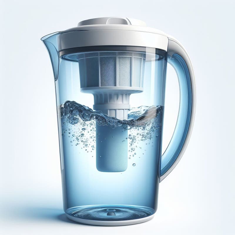 Plastic Water Filter Pitcher a Tall, Round Pitcher with a Buil Stock ...