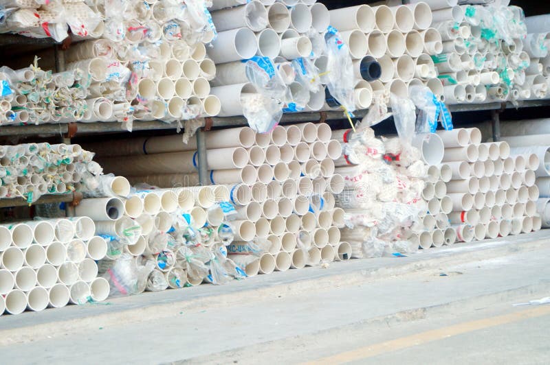 A Plastic Water Pipe in a Building Material Store Stock Photo - Image ...