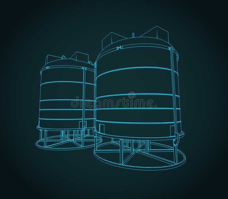 Plastic Water Tanks on Metal Basis Sketch Stock Vector - Illustration ...