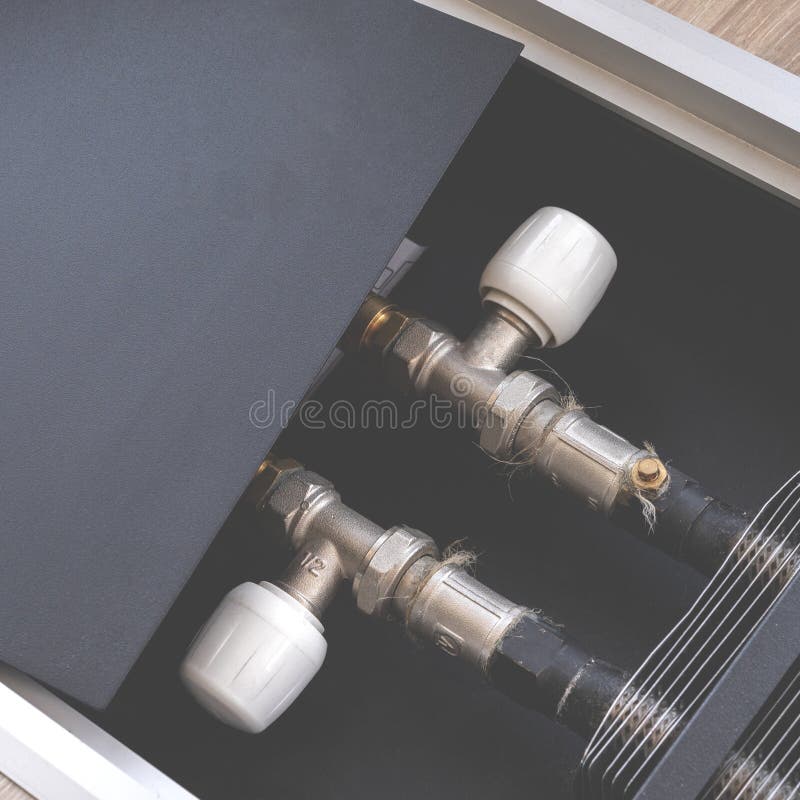 Plastic Water Valves. Floor Convector Stock Image - Image of heater ...