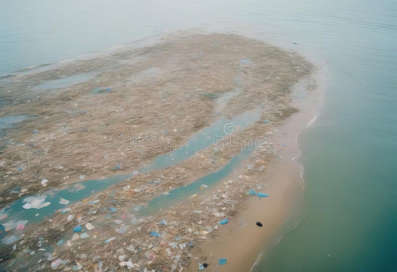 Plastic Wave on Shoreline Depicting Environmental Issue Stock ...