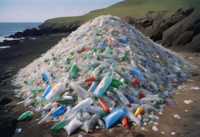 Plastic Wave on Shoreline Depicting Environmental Issue Stock ...