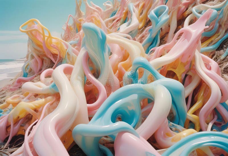 Plastic Wave on Shoreline Depicting Environmental Issue Stock ...