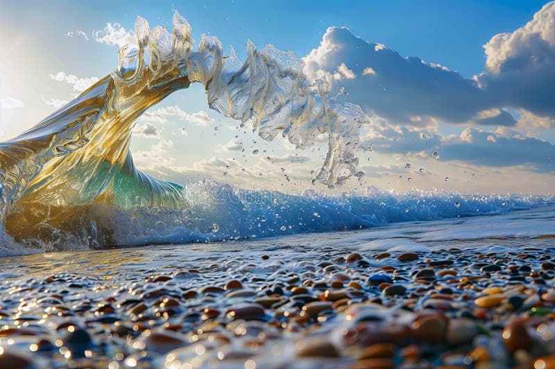 Plastic Wave on Shoreline Depicting Environmental Issue Stock ...