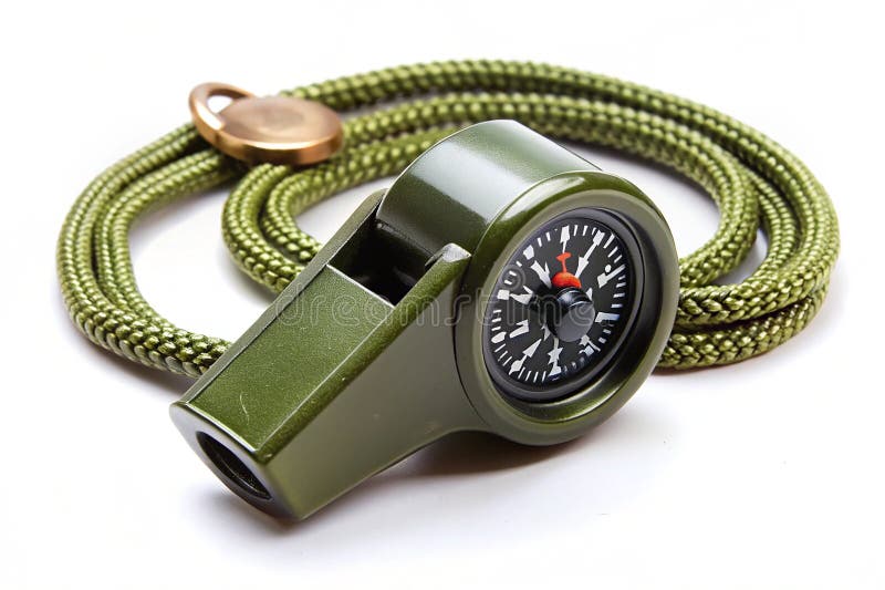 Plastic Whistle with Built-in Compass for Survival Stock Illustration ...