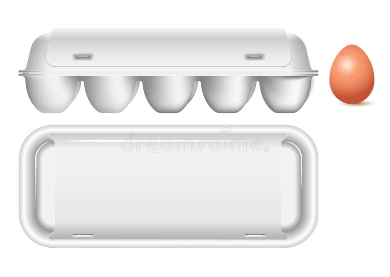 Plastic White Packaging for Eggs. Side View and Top View Stock ...