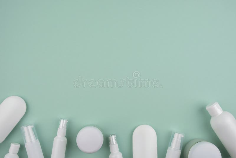 Plastic White Tubes for Cream or Lotion Bottles Different Sizes. Frame ...