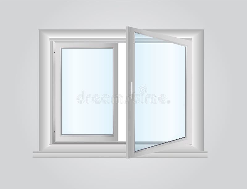 New Opened Plastic Glass Window Frame Isolated Stock Illustration ...