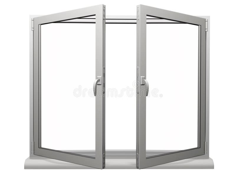 New Opened Plastic Glass Window Frame Isolated Stock Illustration ...