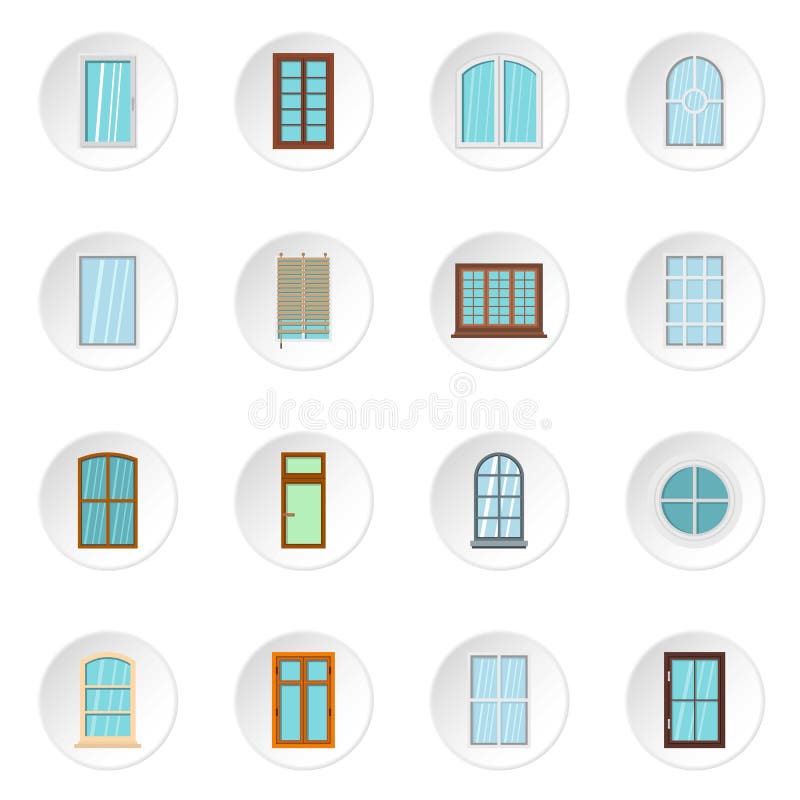 Plastic Window Forms Icons Set in Flat Style Stock Vector ...