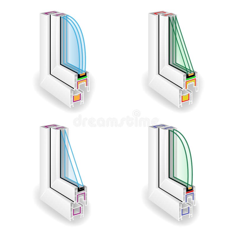 Plastic Window Frame Profile Set. Energy Efficient Window Cross Section ... Plastic Window Frame Profile Set. Energy Efficient Window Cross Section ...