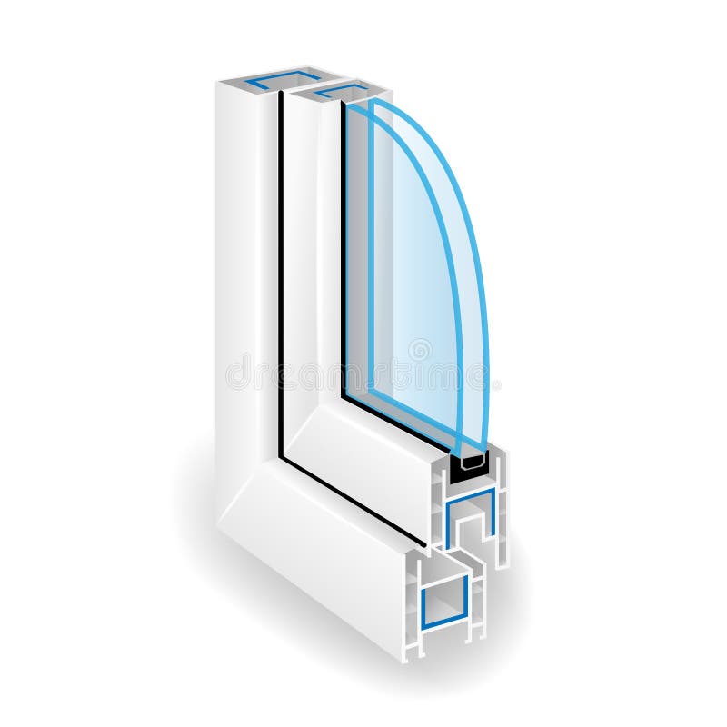 Plastic Window Frame Profile. Structure Corner Window. Three ...