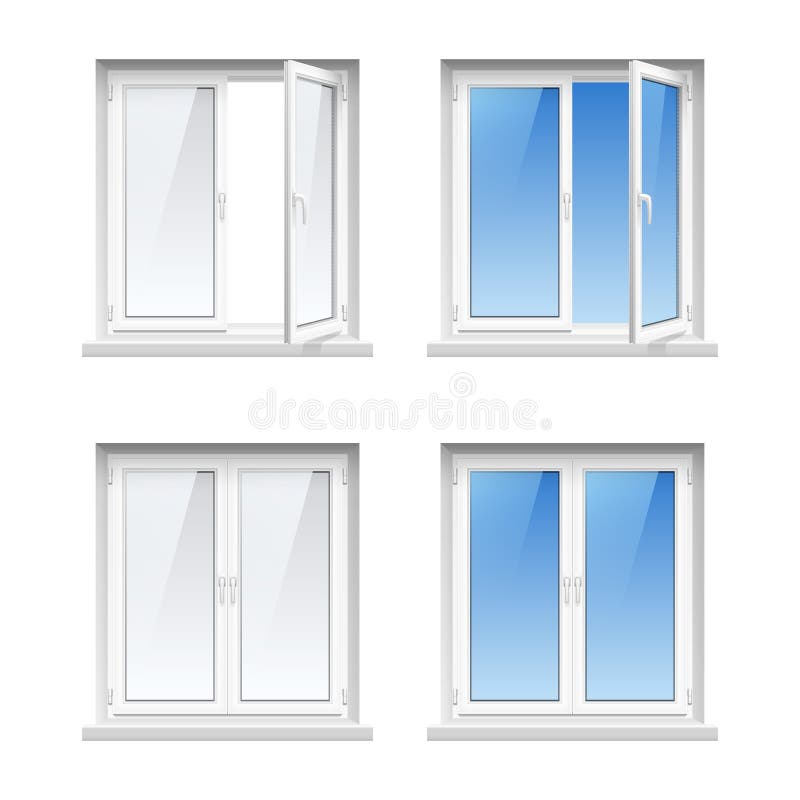 Plastic Window Frames 4 Realistic Icons Set Stock Vector - Illustration ...