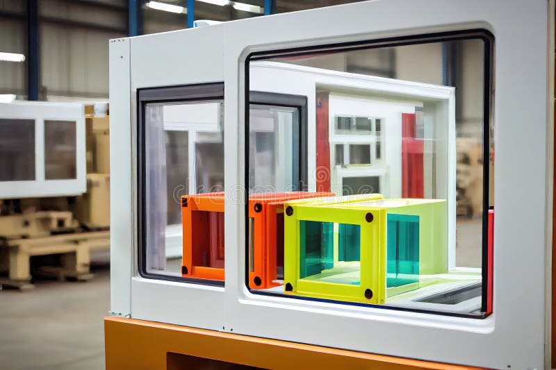 Plastic Window Production Line with Clear and Colored Windows Being ...