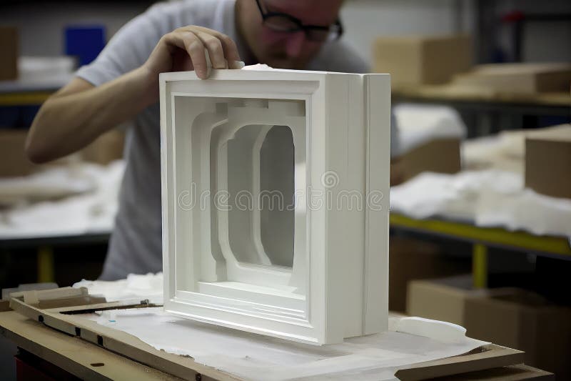 Plastic Window Production Process, with the Plastic Being Formed and ...