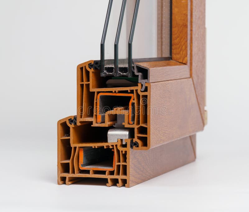 Plastic Window Profile. Windows Section with Triple Glazing Stock Image ...