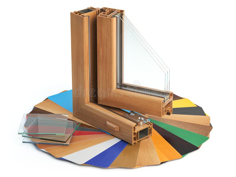 Plastic Window Profiles PVC with Samples of Different Colors Isolated ...