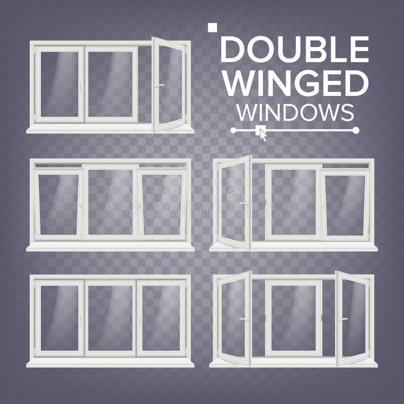 Plastic Window Vector. Double-Winged. White. PVC Windows. Plastic White ...