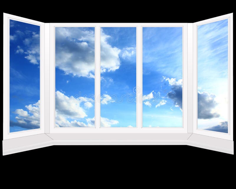 Plastic Window with View To the Cloudy Sky Isolated Stock Image - Image ...