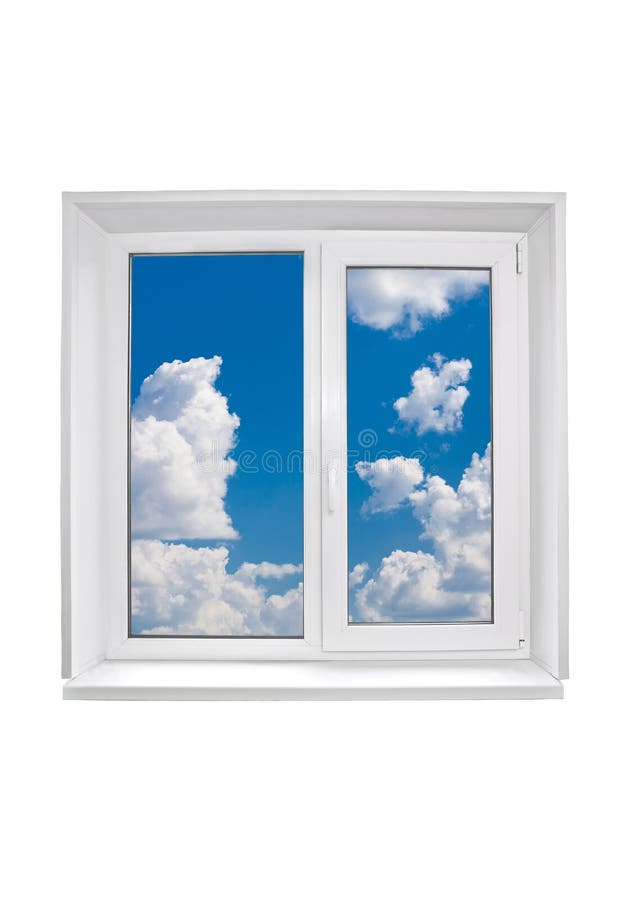 Modern White Pvc Window with View of Blue Sky Stock Photo - Image of ...