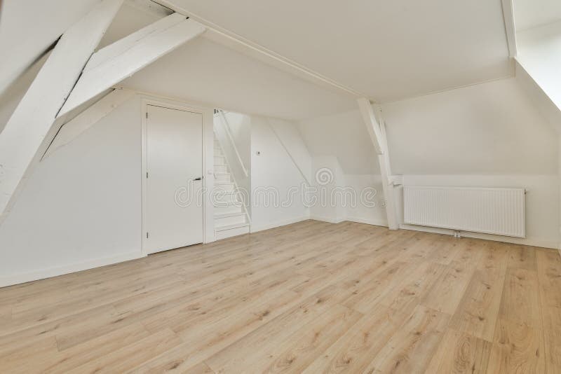 Attic Empty Room Interior with Window Stock Photo - Image of style ...