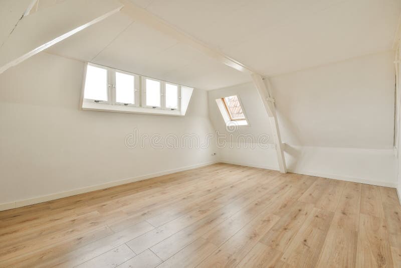 Attic Empty Room Interior with Window Stock Photo - Image of style ...