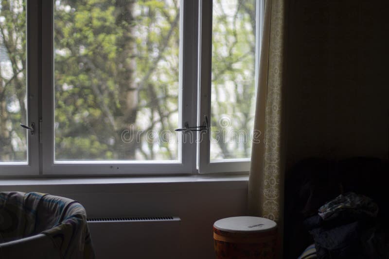 Plastic Windows in the Evening. Wet Glass in the Interior Stock Photo ...