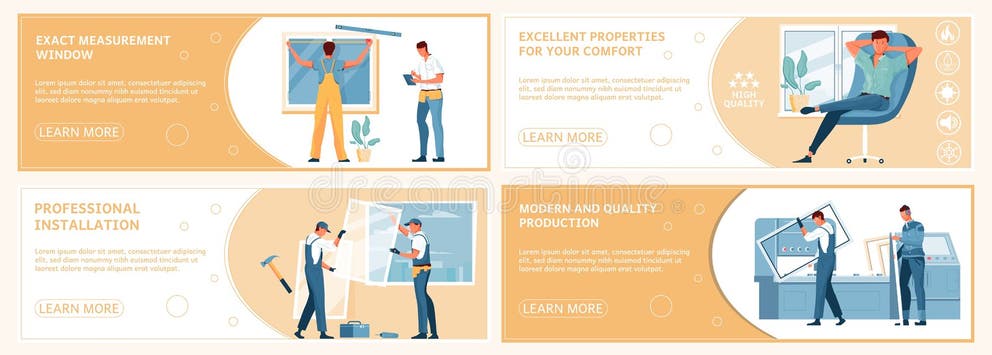 Plastic Windows Banners Set Stock Vector - Illustration of layout ...