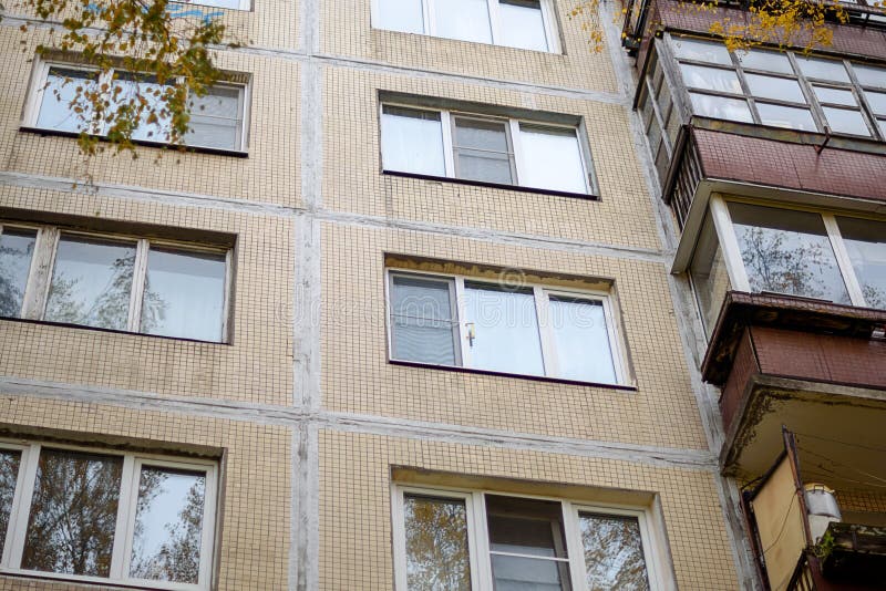 Nine Windows on a Light Blue Wall Stock Image - Image of windows, nine ...