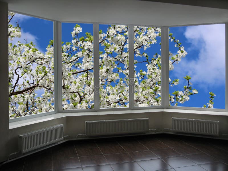 Plastic Windows Overlooking the Garden Stock Image - Image of indoor ...