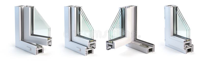 Plastic Windows Profile PVC in a Different Position Isolated on White ...