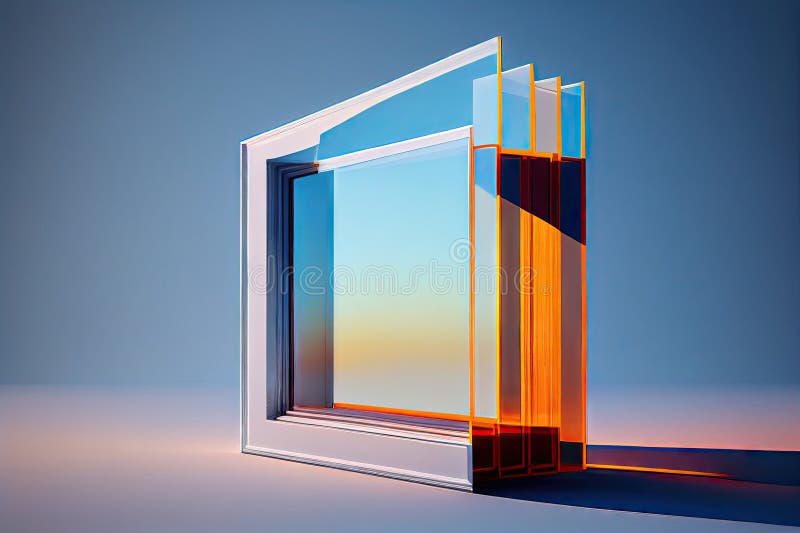 Plastic Windows Profile with Thin Frame and Glass in Sunlight Stock ...