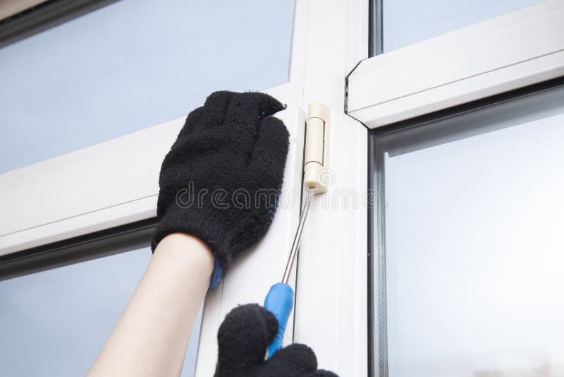 Plastic Windows. Repair and Installation of Plastic Windows Stock Photo ...