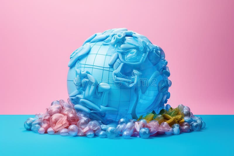 Plastic World Win, Planet Earth Surrounded with Garbage Stock ...