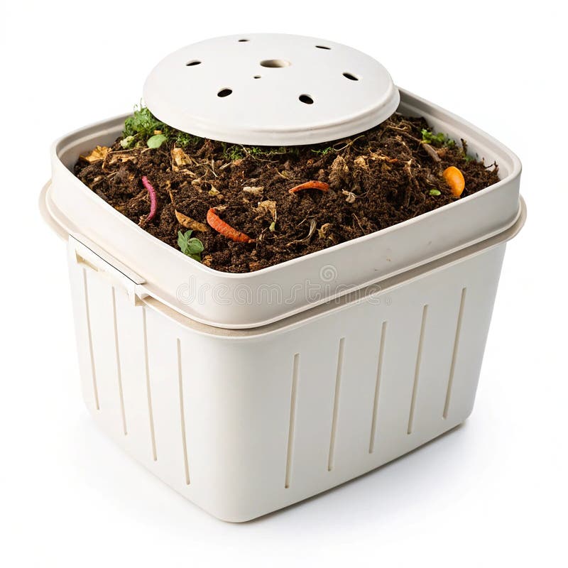 Worm Composting Bin on White Background Stock Illustration ...