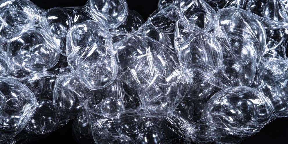 Plastic Wrap Air Bubble Packaging Material on Black Background for ...