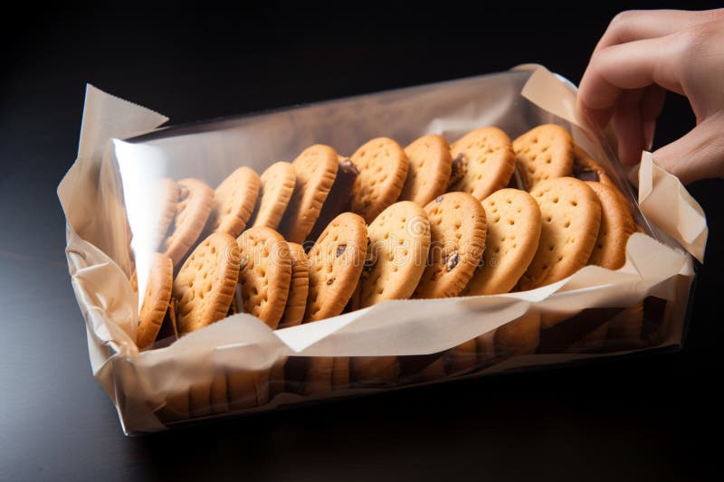 Plastic Wrapped Delight Top View of Cookies in a Packet Stock ...