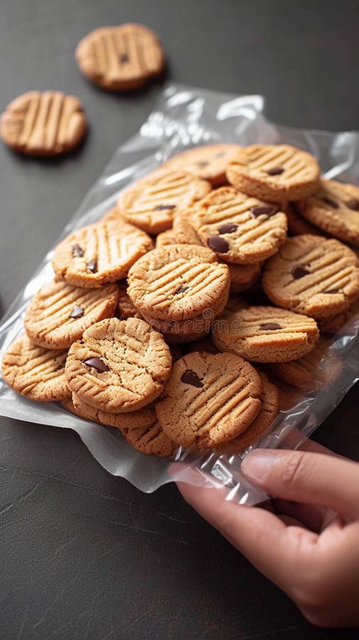 Plastic Wrapped Delight Top View of Cookies in a Packet Stock ...