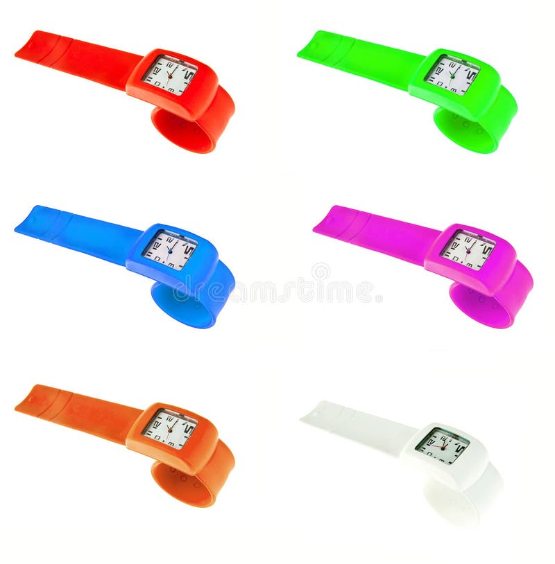 Colorful Set of Plastic Wrist Watches Stock Image - Image of classic ...