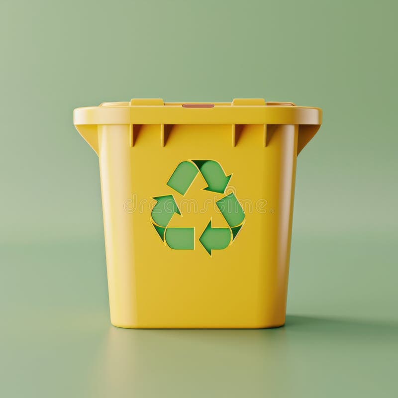 Yellow Container for Collecting Plastic Waste. Plastic Bottle Sign and ...