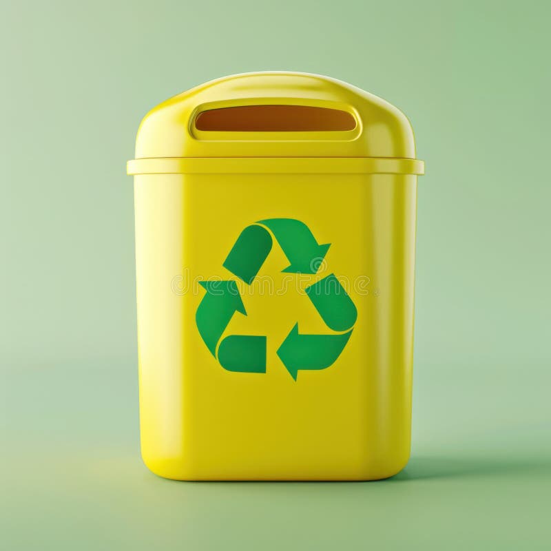 Yellow Container for Collecting Plastic Waste. Plastic Bottle Sign and ...