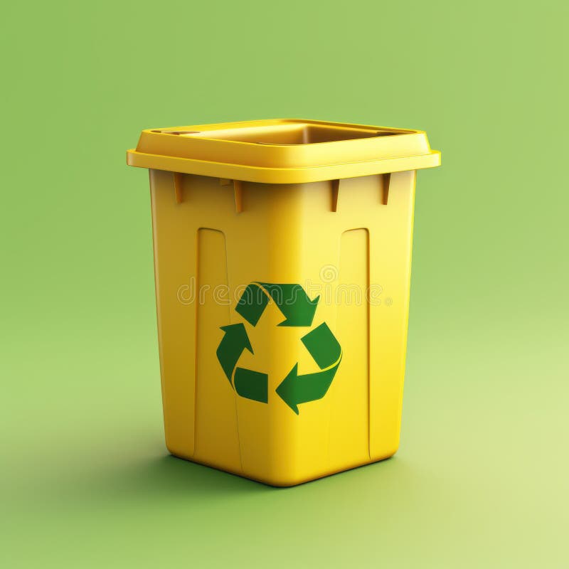 Yellow Container for Collecting Plastic Waste. Plastic Bottle Sign and ...