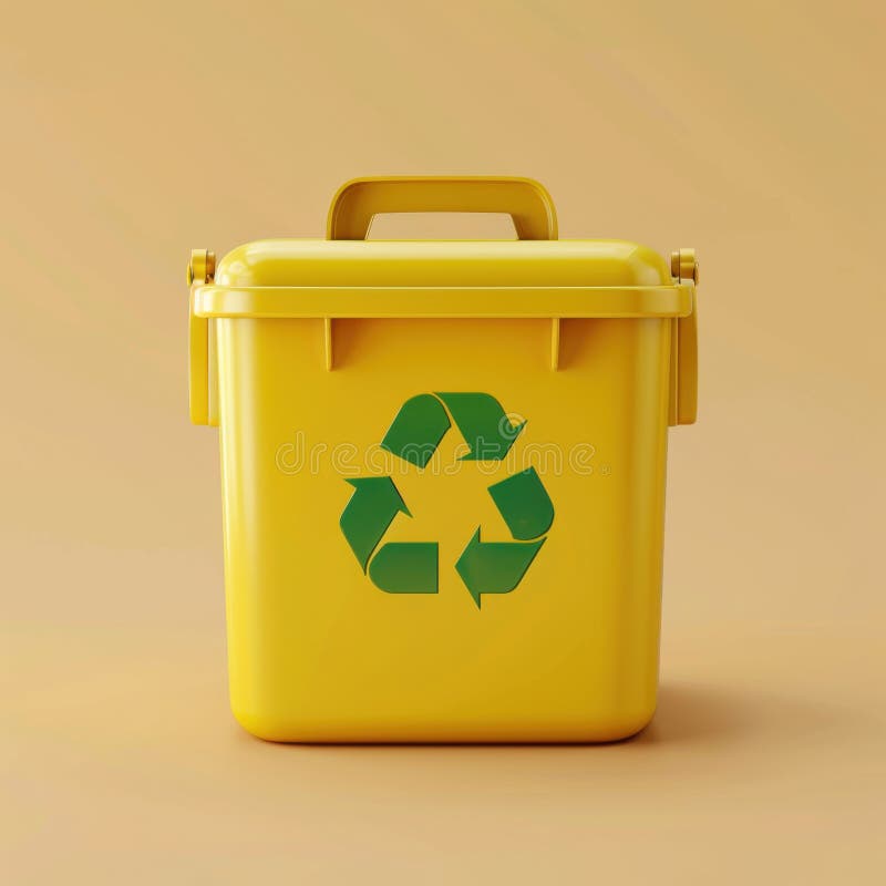 Yellow Container for Collecting Plastic Waste. Plastic Bottle Sign and ...