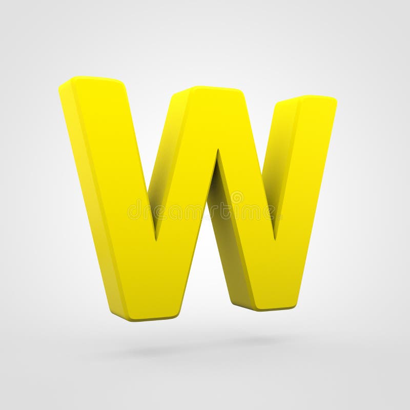 Plastic Yellow Letter W Uppercase Isolated on White Background. Stock ...