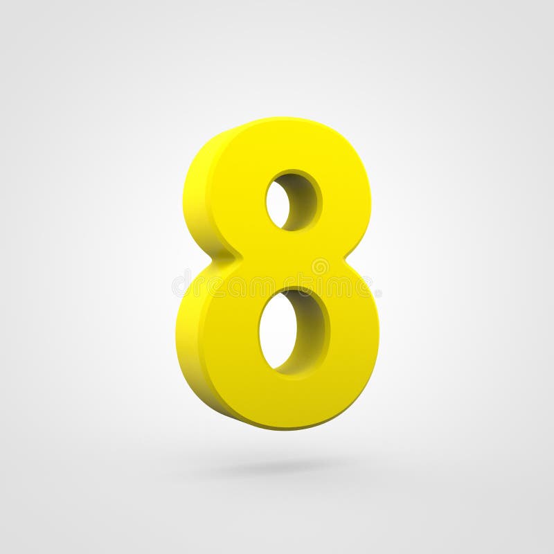 Plastic Yellow Number 8 Isolated on White Background. Stock ...